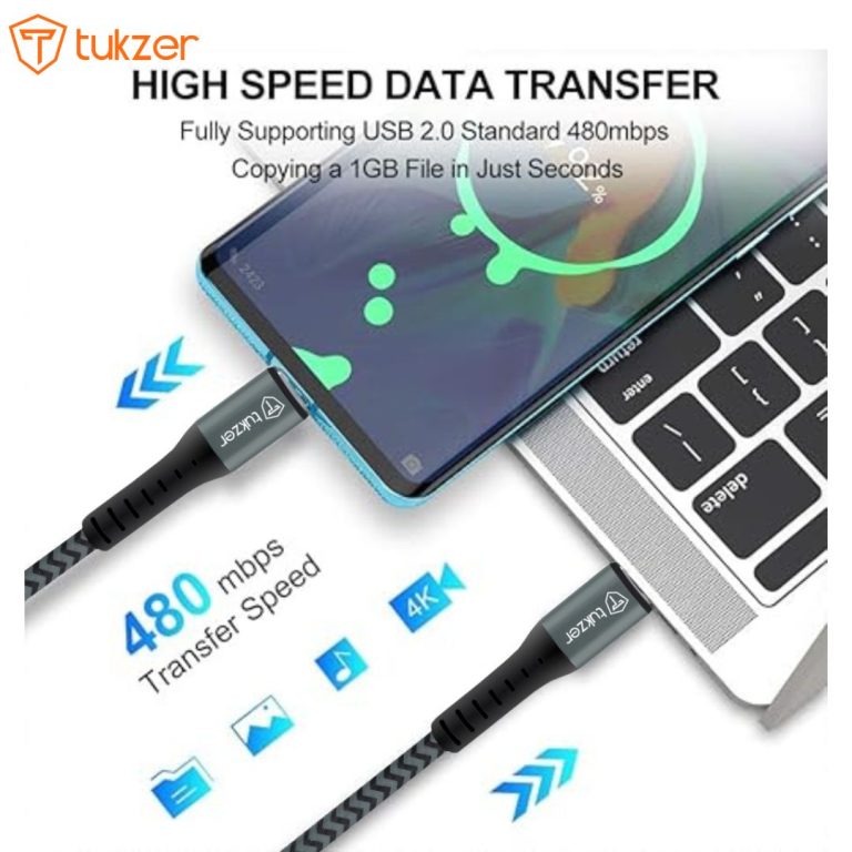 Tukzer Fast Charging USB C to USB C 100W 480 Mpbs Data Sync Nylon ...